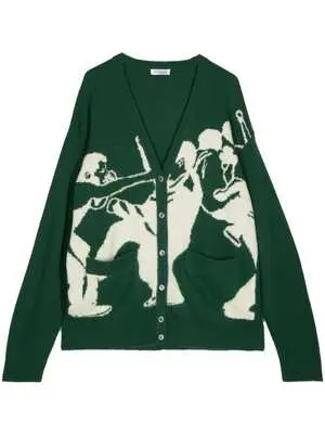 LEATHERSMITH OF LONDON Intarsia-knit Wool Cardigan - Green