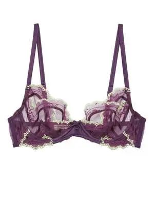 Fleur Du Mal Hendrix Embroidered Demi Bra - Purple