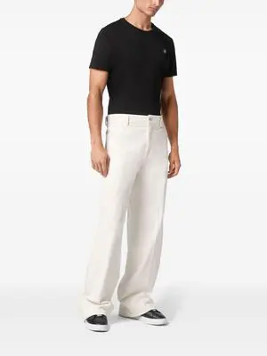 Philipp Plein Wide-leg Velvet Trousers - White