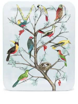 FORNASETTI Birds-motif Decorative Tray - Blue