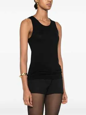 Saint Laurent Logo-embroidered Tank Top - Black