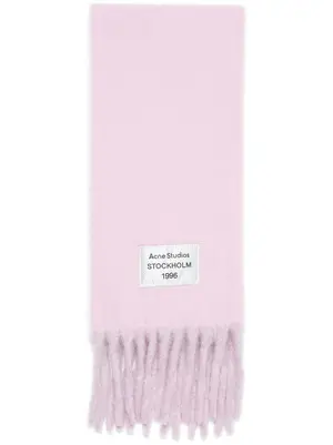 Acne Studios Logo-tag Fringed Scarf - Pink