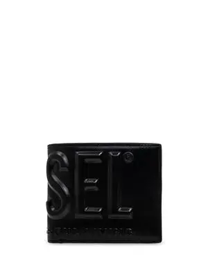 DIESEL® Embossed-logo Leather Bi-fold Wallet - Black