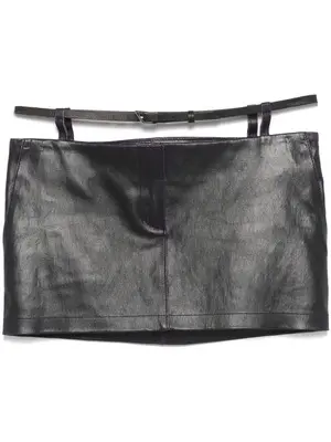 Attico Leather Mini Skirt - Black