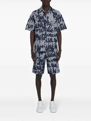Alexander McQueen Graffiti Denim Shorts