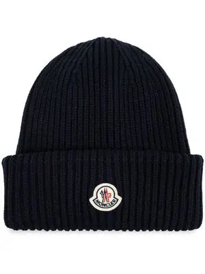 Moncler Logo Patch Beanie - Blue