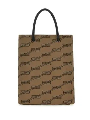 Balenciaga Bb Monogram Print Tote Bag - Brown