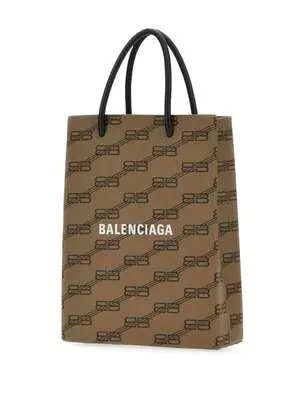Balenciaga Bb Monogram Print Tote Bag - Brown