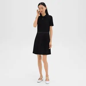Theory Pleated Combo Polo Dress