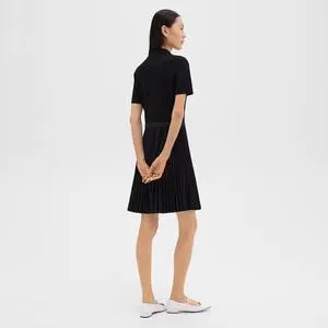 Theory Pleated Combo Polo Dress