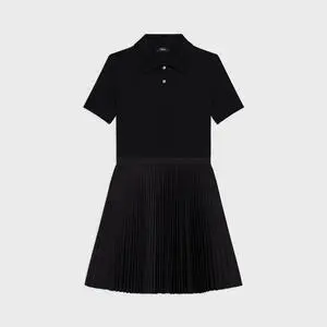 Theory Pleated Combo Polo Dress