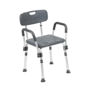 EMMA+OLIVER 300 Lb. Capacity Quick Release Back & Arm Shower Chair Gray