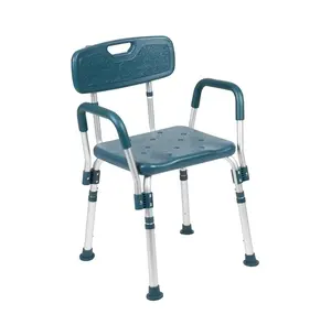 EMMA+OLIVER 300 Lb. Capacity Quick Release Back & Arm Shower Chair Navy