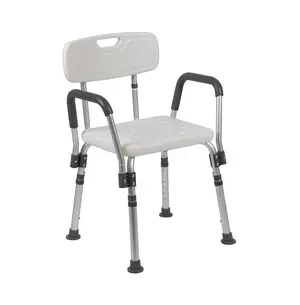 EMMA+OLIVER 300 Lb. Capacity Quick Release Back & Arm Shower Chair - White