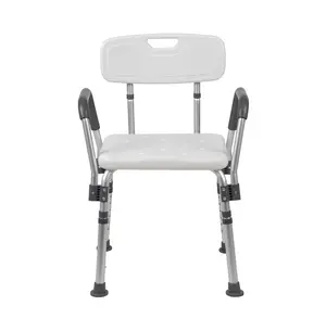 EMMA+OLIVER 300 Lb. Capacity Quick Release Back & Arm Shower Chair - White