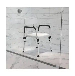 EMMA+OLIVER 300 Lb. Capacity Quick Release Back & Arm Shower Chair - White