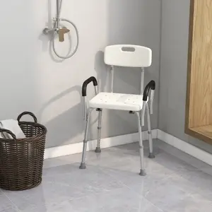 HOMCOM Adjustable Medical Shower Chair Bath Tub Seat Bench Easy Detachable Backrest