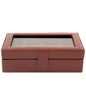 BEY-BERK Leather 12-piece Cufflinks Box - Brown