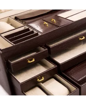 BEY-BERK Croco Jewelry Chest With Levels - Multi