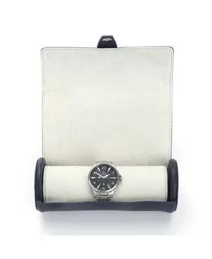 ROYCE NEW YORK Suede Lined Travel Watch Roll - Blue