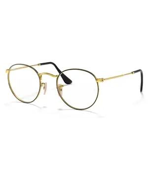 Ray-ban Round Metal Optics Eyeglasses - Black On Gold