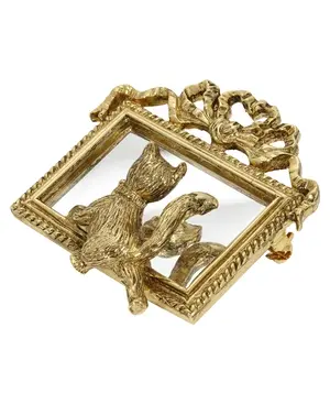 2028 Acrylic Mirror Pin - Goldtone