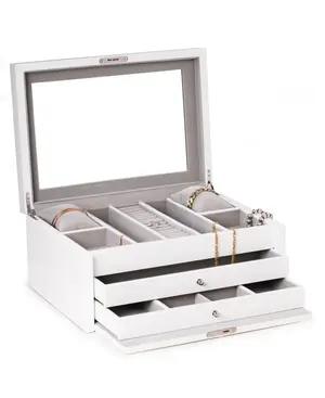 BEY-BERK Lacquer Large Jewelry Chest With -compartment Storage - Multi