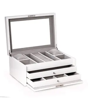 BEY-BERK Lacquer Large Jewelry Chest With -compartment Storage