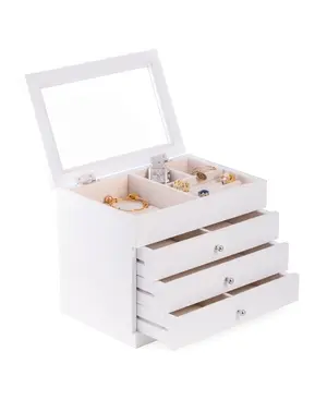 BEY-BERK Jewelry Case With 3 Drawers And Glass See-through Top - Multi