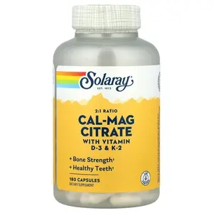 SOLARAY Cal-mag Citrate 2:1 Ratio 180 Capsules - Assorted Pre-pack