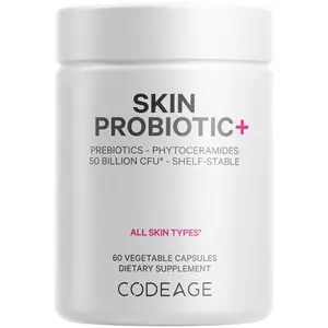 CODEAGE Skin Probiotics + Prebiotics Skin Care Routine Supplement 50 Billion Cfu Ayurvedic Botanical Herbs Face Probiotics - White