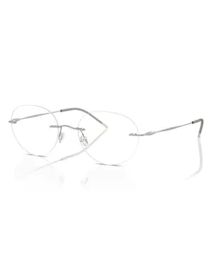 Giorgio Armani Giorgio Armani Rimless Round Eyeglasses Matte Silver