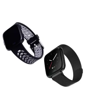 WITHIT Stainless Steel Mesh And Silicone Band 2-pack - Black,gray
