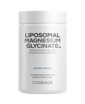 CODEAGE Liposomal Magnesium Glycinate Supplement Magnesium Bisglycinate Pills Bioperine Black Pepper Liposomal Delivery - White