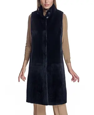 MAXIMILIAN Shearling Lamb Vest - Black