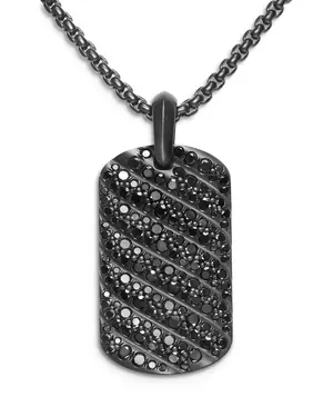 David Yurman Sculpted Cable Tag With Diamonds, 35mm - Black