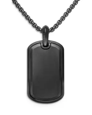 David Yurman Sculpted Cable Tag With Diamonds, 35mm - Black