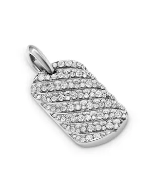 David Yurman David Yurman Sculpted Cable Tag With Diamonds Silver