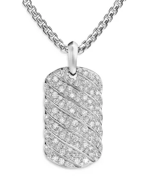David Yurman Sculpted Cable Tag Pendant - Silver