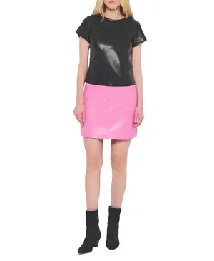 AS By DF Miller Upcycled Leather Tee - Black
