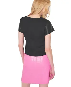 AS By DF Miller Upcycled Leather Tee - Black