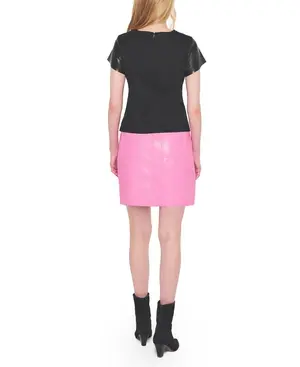 AS By DF Miller Upcycled Leather Tee - Black