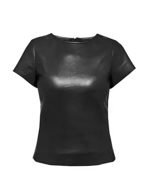 AS By DF Miller Upcycled Leather Tee - Black