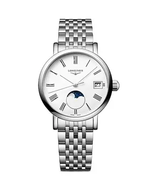 LONGINES Elegant Moonphase Watch, 30mm - White/silver