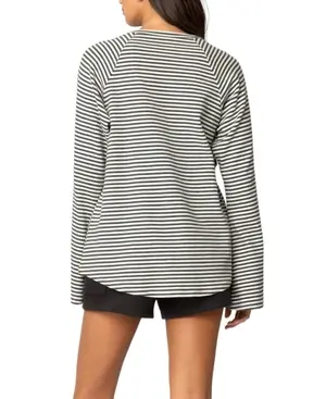 EDIKTED Stripey Oversized Bell Sleeve Top