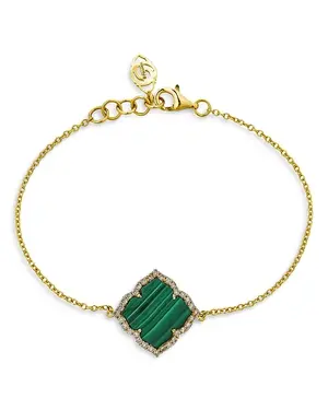 Piranesi 18k Yellow Gold Capri Fiore Bracelet With Malachite And Diamonds - Green/gold