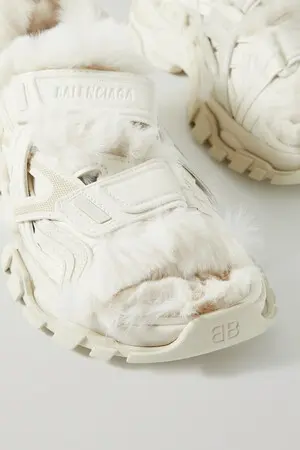 Balenciaga Faux Fur-lined 'track' Sandals