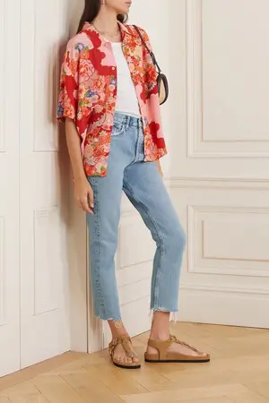 AGOLDE Riley Distressed Cropped Jeans - Blue