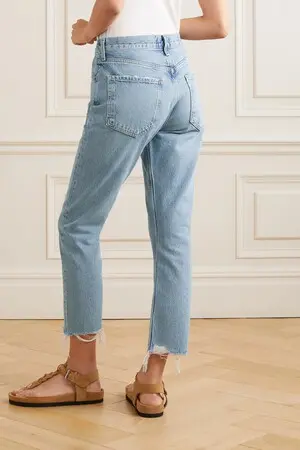 AGOLDE Riley Distressed Cropped Jeans - Blue