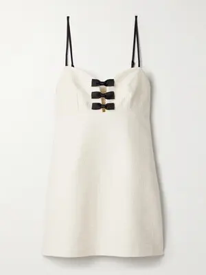 LoveShackFancy Adelaide Bow-embellished Cotton-tweed Mini Dress
